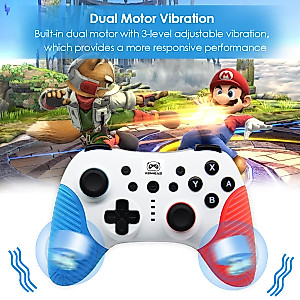 KENNEAS Wireless Pro Controller for Switch/Switch Lite, Switch Remote Gamepad with Wake-up, 3-Level Vibration, Turbo, Motion Control Function, 600mAh Battery Wireless Switch Controller