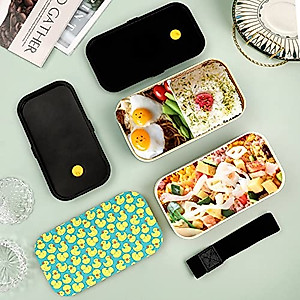 Yellow Rubber Duck and Bubbles Bento Lunch Box Leak-Proof Bento Box Food Containers with 2 Compartments for Offce Work Picnic Yellow-Style