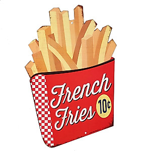 French Fries Embossed Metal Sign - Vintage Diner French Fries Sign for Kitchen or Man Cave
