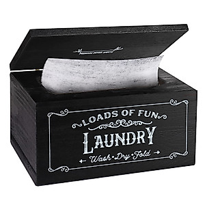 MINCORD Dryer Sheet Holder, Wooden Dispenser with Hinged Lid for Fabric Softener Sheets, Rustic Container Storage Box, Farmhouse Laundry Sheet Dispenser for Laundry Room Decor
