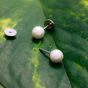 ComfyEarrings Pearl Studs with Comfy Flat Back