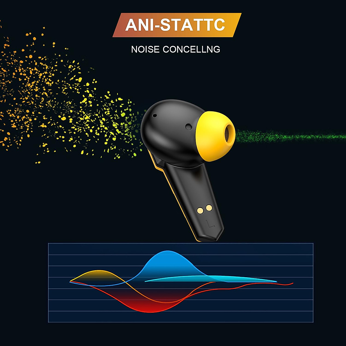 KINGSTAR Wireless Gaming Earbuds, Bluetooth 5.0 Game Earphones with Microphone in-Ear Gaming Headphones Noise Cancelling Earbuds Auto Pairing Ture Wireless Ear Buds for iOS Android