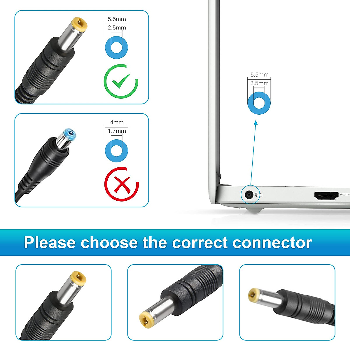 PA3822U-1ACA PA5044U-1ACA PA5096U-1ACA PA5177U-1AC3 Adapter Charger Compatible with Toshiba Satellite C50 C55 C75 E45T L50 L55 L55D L75 S50 S55 S70 S75 L955 P840 P845T S955 Power Supply Cord