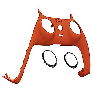 eXtremeRate Orange Decorative Trim Shell Compatible with p s 5 Controller, Soft Touch DIY Replacement Clip Shell, Custom Plates Cover Compatible with p s 5 Controller with Accent Rings