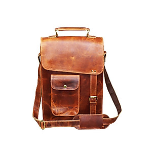 13" leather messenger bag laptop case office briefcase gift for men computer distressed shoulder bag