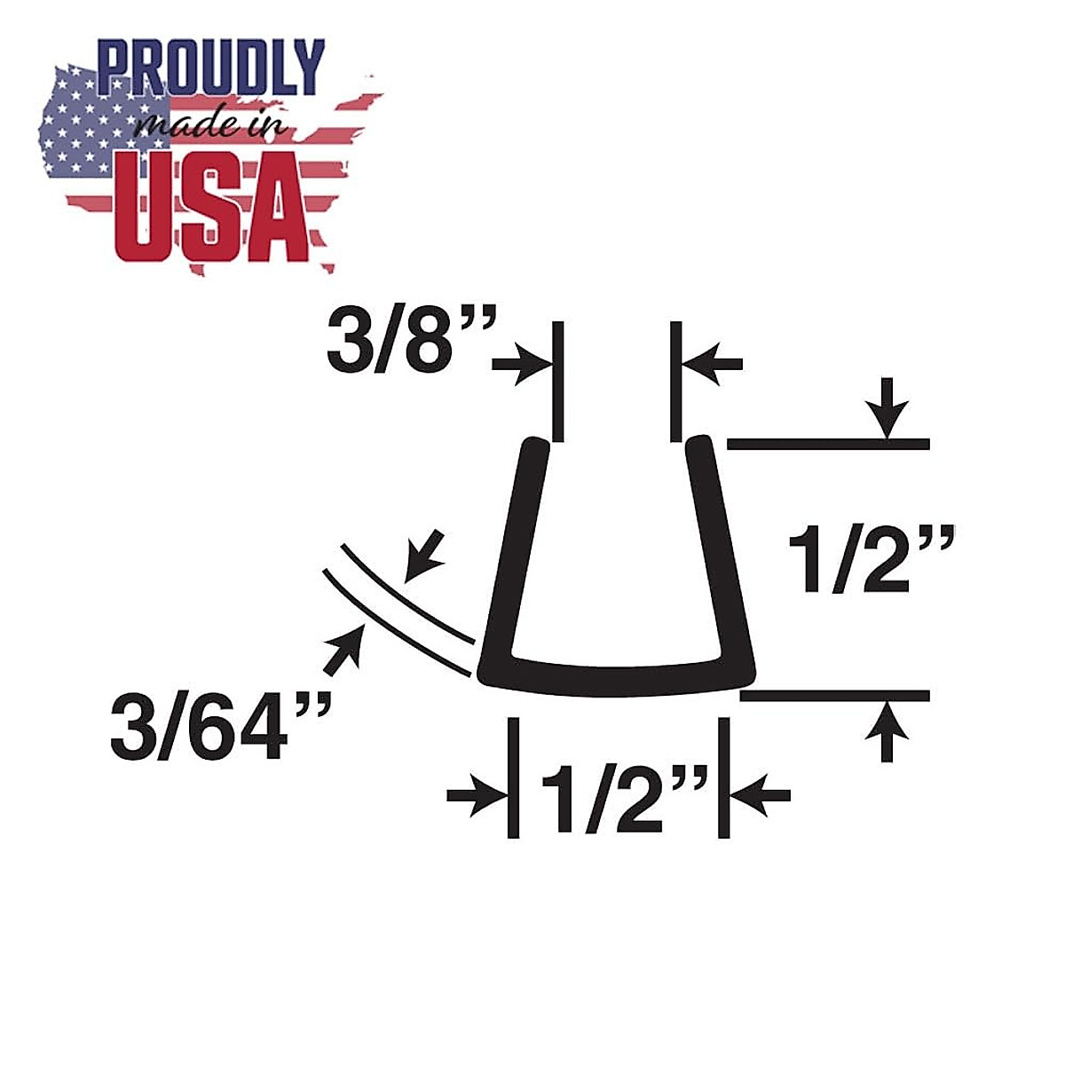 Outwater Plastics Black 1/2'' Styrene Plastic U-Channel/C-Channel 72 Inch Lengths (Pack of 10 Pieces, 60 feet Total)