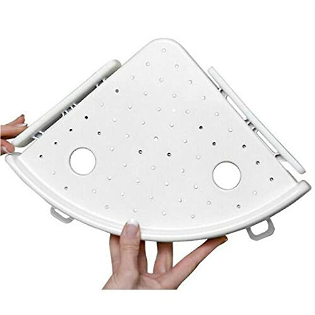 GALEI Bathroom Corner Storage Holder No Drilling Wall Mounted Triangular Shower Shelf Suction Stuff Storage Rack for Kitchen Toilet (White, 9X9X1.8Inches)