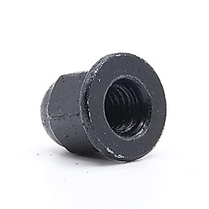 ReplacementScrews License Plate Retainer Screws/Nuts Compatible with Volvo S60 (Screws onto Existing Stud) - Tall Dome/Acorn Head with Flange - Black Plated Steel Cap (Pack of 4)