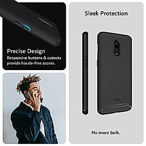 TUDIA DualShield Designed for OnePlus 6T Case, [Merge] Dual Layer Heavy Duty Slim Hard Case for OnePlus 6T (Matte Black)