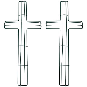 DOITOOL Cross Metal Wire Wreath Frame Set of 2 Easter Cross Wreaths for Front Door DIY Metal Wire Wreath Frames for Easter Day Garden Decorations (15. 7x7 Inch)