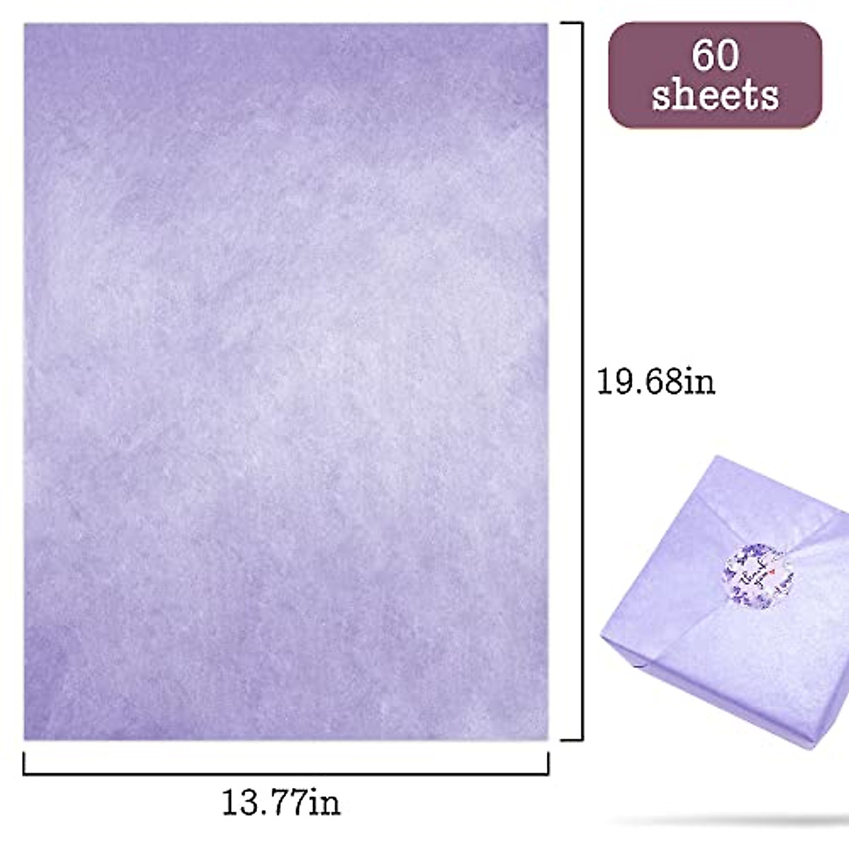MR FIVE 60 Sheets Metallic Purple Tissue Paper Bulk,20" x 14",Purple Tissue Paper for Gift Bags,Purple Gift Wrapping Tissue Paper for Birthday Halloween Christmas