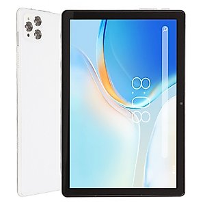 DAUZ HD Tablet, IPS Screen 100-240V Octa Core Processor Night Reading Mode 10 Inch Tablet for Android 11 for Study (White)