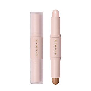 CAHIUYOA 2 Color Cream Contour Stick,Cream Bronzer Highlighter Makeup Stick,Velvet Texture Soft and Smooth Long Lasting Waterproof Contour Stick for Women Girls - Light
