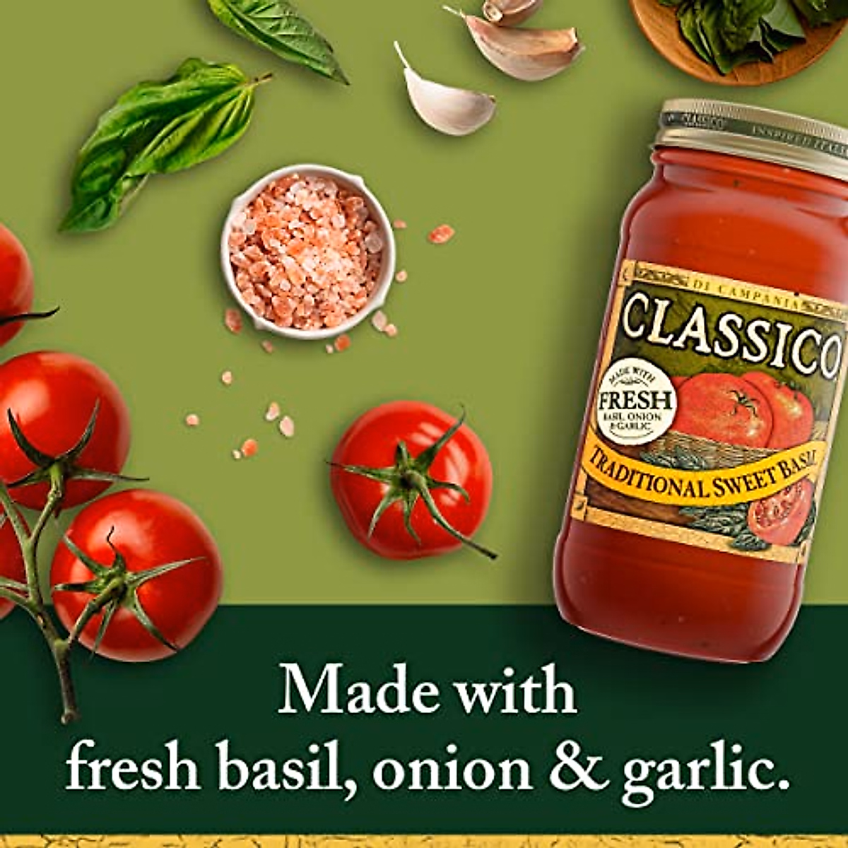 Classico Traditional Sweet Basil Tomato Spaghetti Pasta Sauce (24 Oz Jar)