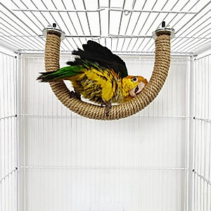 Bird Stand Perch U Shape Bird Perch Stand Toy,Hemp Rope Material Parrot Stand Platform Accessories Exercise Toys for Birds and Parrots Natural Bird Cage Toys Supplies for Small Medium Birds