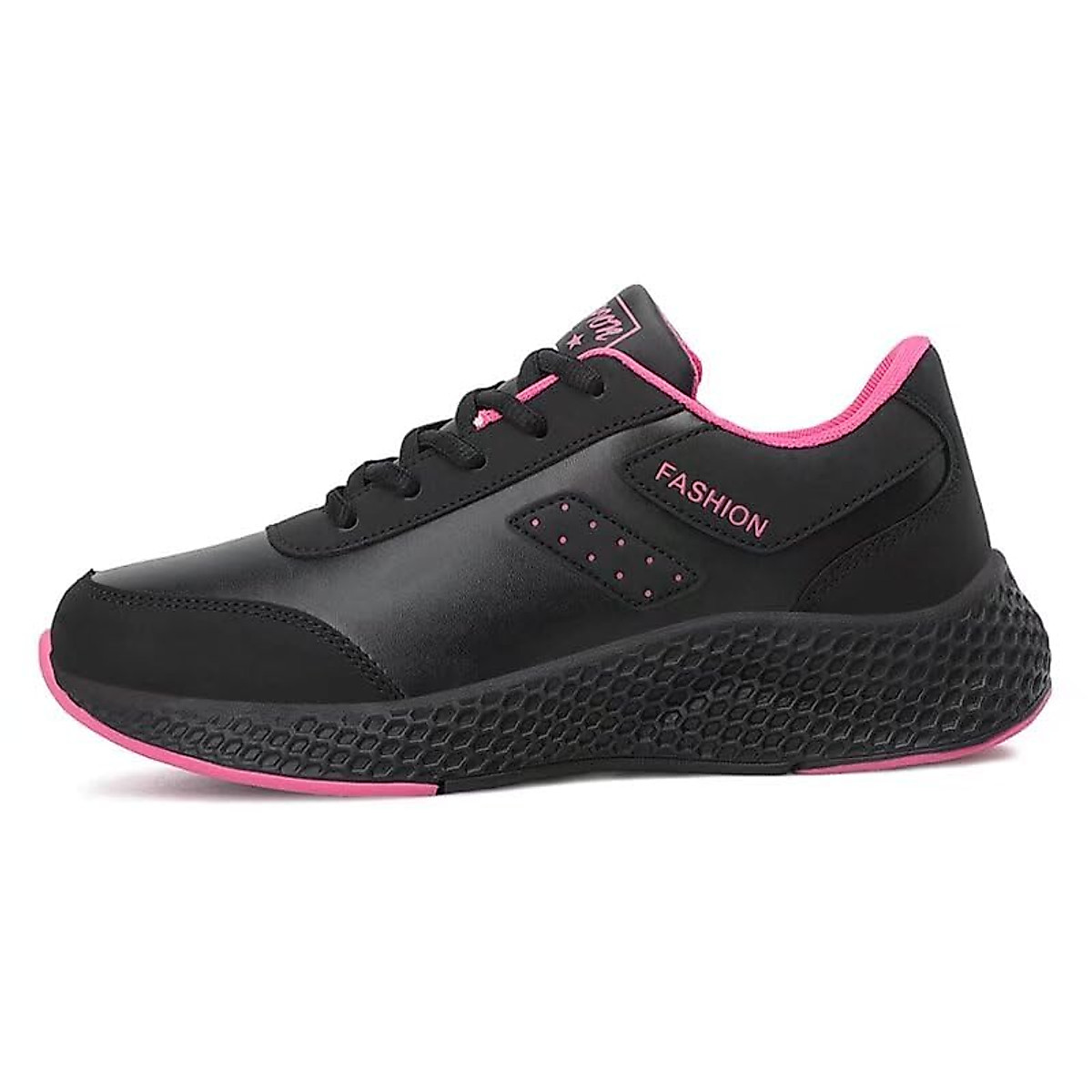 Womens Lightweight Stylish Solid Anti Skid Casual Sport Shoes for Spring Autumn Exercise Gym Athletic Street Travel Trip School Office Black Pink 5.5 Women