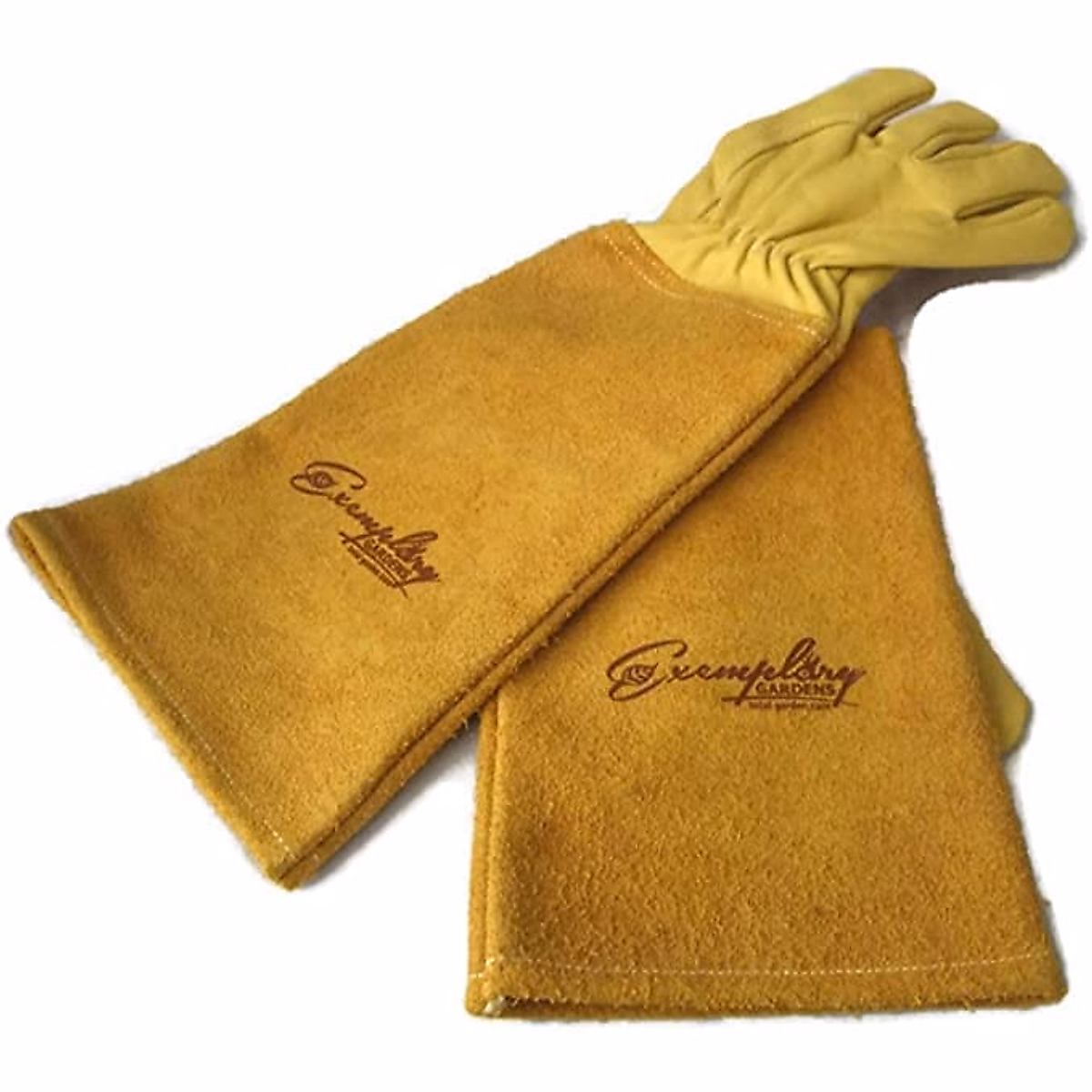 Rose Pruning Gloves for Men and Women - Thorn Proof Goatskin Leather Gardening Gloves with Gauntlet (Large, Yellow)