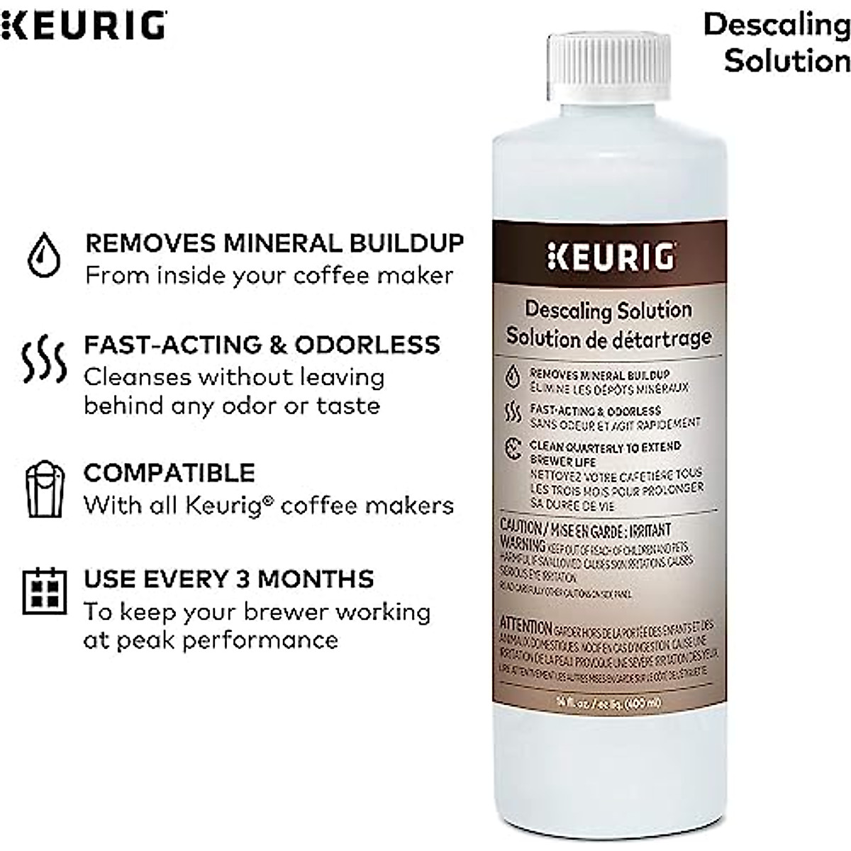 Descaling Solution for Keurig Coffee Machines with Free Direct Coffee Tea Est 2019 Sticker