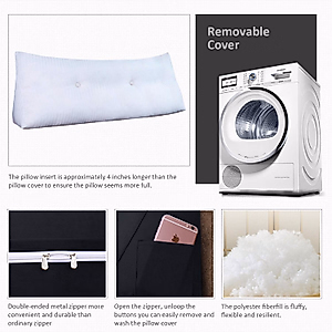 VERCART Large Reading Bed Wedge Pillow, Triangular Upholstered Headboard, Backrest Back Support for Sitting Up in Bed with Removable Velvet Black Cover, California King