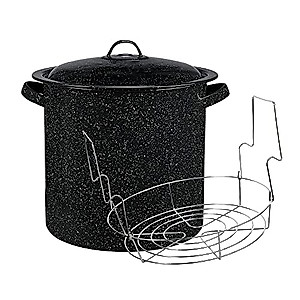 Granite Ware Enamel on Steel 15.5-Quart Water Bath Canner with lid & Jar Rack, Multiuse Pot, Resistant & Easy to Clean