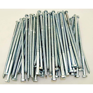 (25) Hex Head 3/8 x 10 Lag Bolts Zinc Plate Wood Screws