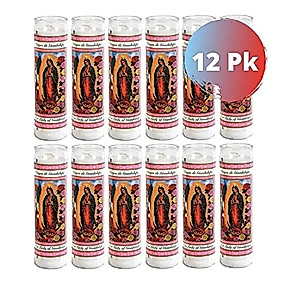 Our Lady of Guadalupe Religious Candle, Devotional, Vigil, Novena, Prayer, Saints, Candles, White, 12pk (1 Case)