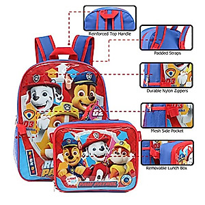 Nickelodeon Boys' Paw Patrol Backpack with Lunch (Chase Marshall Rubble)