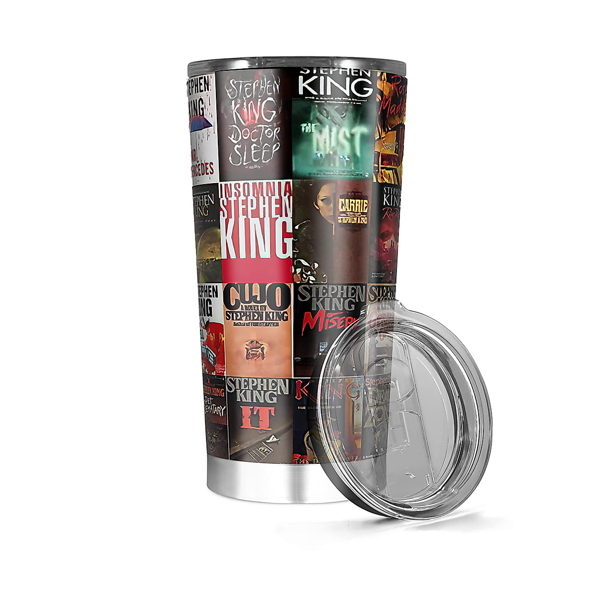 Insulated Tumbler Stainless Steel 20oz 30 Oz Stephen Tea King Iced Book Hot Cover Wine Collage Coffee Cold Cup Mug Suit For Home Office Travel, White