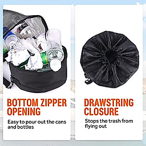 MNJ Motor Boat Trash Bag, Portable Outdoor Mesh Trash Can Reusable Leakproof, Boat Trash Container Garbage Sack Storage Bag with Bottom Zipper Opening for Boat Kayak Sandbar Marine RV Camper Fishing