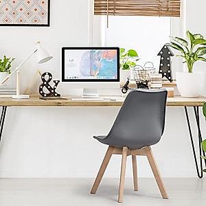 Yaheetech Dining Chairs Accent Chair with Beech Wood Legs Modern Mid Century Eiffel Inspired Chair, Dark Gray, 4Pcs