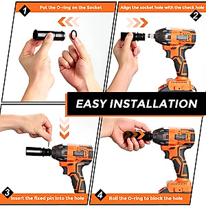 Elikliv Cordless Impact Wrench 1/2", 21V 4.0Ah 380Nm Power Impact Gun with 2pcs Battery, Charger, 6pcs Sockets, 14pcs Driver and Drill Bits - 3800 RPM Impact Driver for Car (Most Japanese Cars)