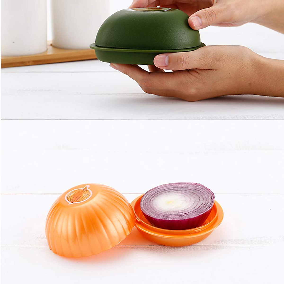 BESTONZON 3pcs Food Storage Box Fresh Storage Bowls Onion Avocado Tomatoes Shape Crisper Containers