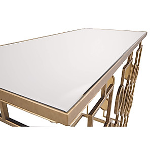 Signature Design by Ashley Majaci Retro Mirrored Glass Top Console Table, Gold Finish