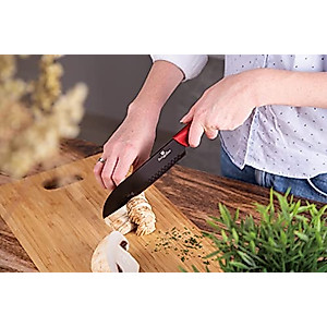 Berlinger Haus Kitchen Knife Set with Block, 8 Piece Knives Set for Kitchen, Cooking Knives with Kitchen Shears and Sharpener, Sharp Cutting Stainless Steel Chef Knife Set with Acrylic Stand, Red