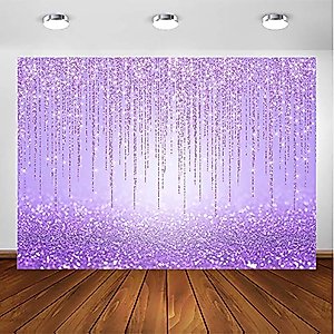 Avezano Purple Glitter Backdrop for Girl Birthday Party Sweet 16 Photoshoot Purple Shiny Glittering Bokeh Parties Events Decorations Newborn Portrait Photo Booth Photography Background (7x5ft)