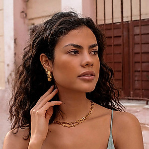 MYEARS Women Gold Huggie Hoop Snake Earrings Ear Stud Cuff Cubic Zirconia 14K Gold Plated Small Simple Minimalist Hypoallergenic Everyday Jewelry