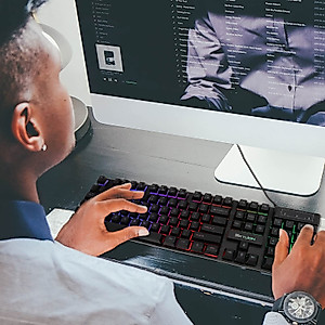 OSALADI 1 Set Keyboard and Mouse Set RGB Backlight Backlit Gaming Keyboard Replacement RGB Keyboard Office Keyboard Wired Keyboard and Black Laptop Modern keycaps pbt USB abs h600