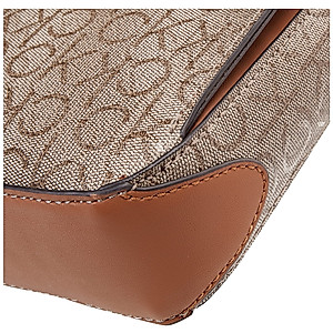 Calvin Klein Lucy Triple Compartment Shoulder Bag, Brown/Khaki/Orchid Embossed