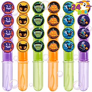 JOYIN 24 PCS Halloween Bubble Wands, 6 Character Styles Bubble Bottles for Kids Girls Boys Gift Toys, Novelty Bubble Blower Party Favor Supplies, Outdoor Indoor Activity Use