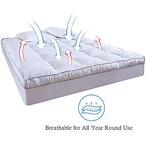 Marine Moon King Mattress Topper, Cooling Pillow Top, Hotel Quality Down Alternative Pillow Topper Cover, Plush Thick Bed Toppers for Back Pain with Deep Pocket