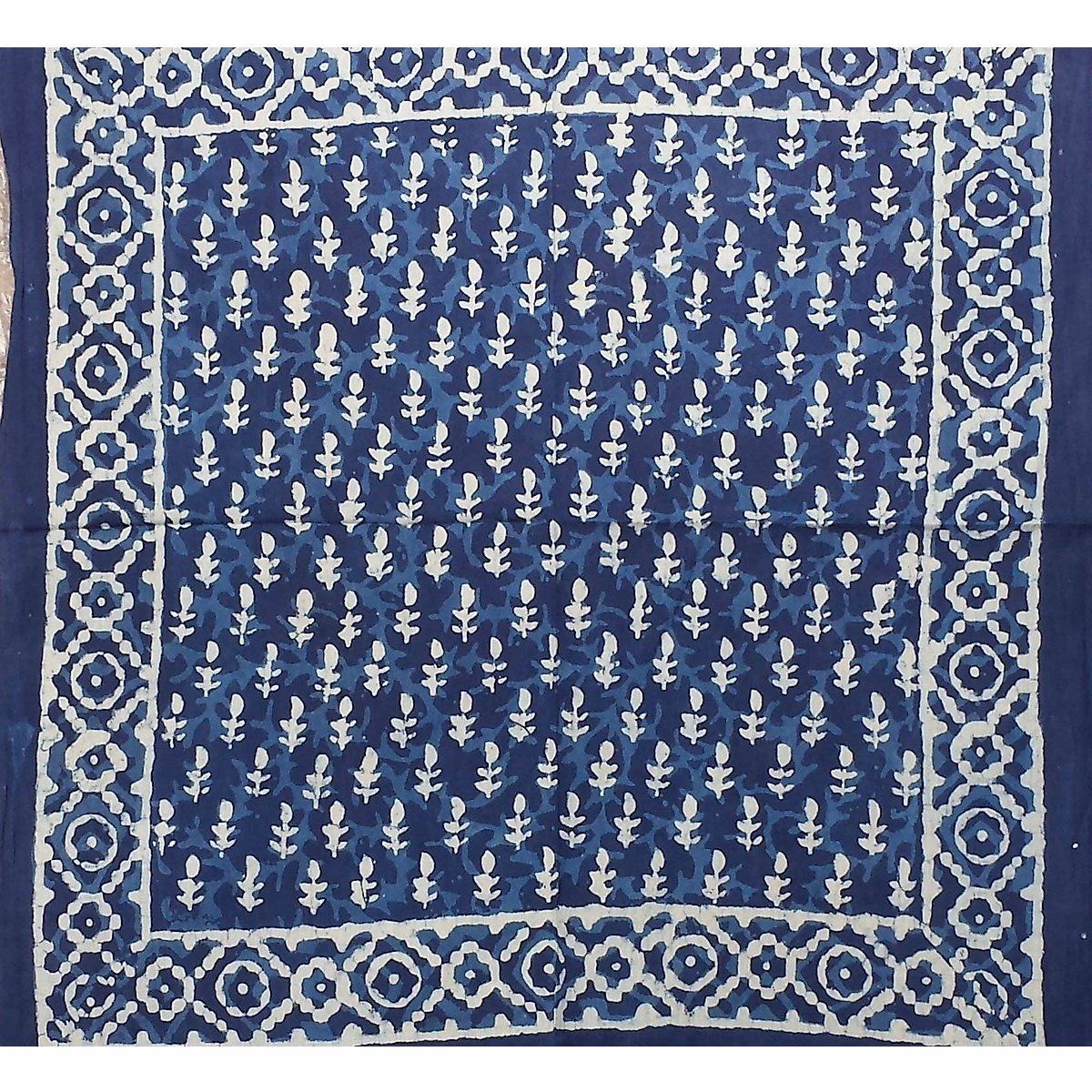 Large Cotton Scarfs for Women Lightweight Soft Sheer Neck Scarf, Head Scarf, Block Print Dabu Summer Floral Scarf, Bandanas for Women, Handmade Indigo Blue Fashion Scarf Square Shawl Stole Wrap 42x42
