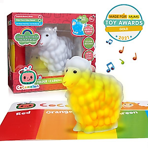WOW! STUFF CoComelon Toys Musical Color Learning Sheep | Changes to Match Colors | Plays Baa Baa Black Sheep Nursery Rhyme | Night Light Sleep Soother Mode | for Girls and Boys | Ages 2+