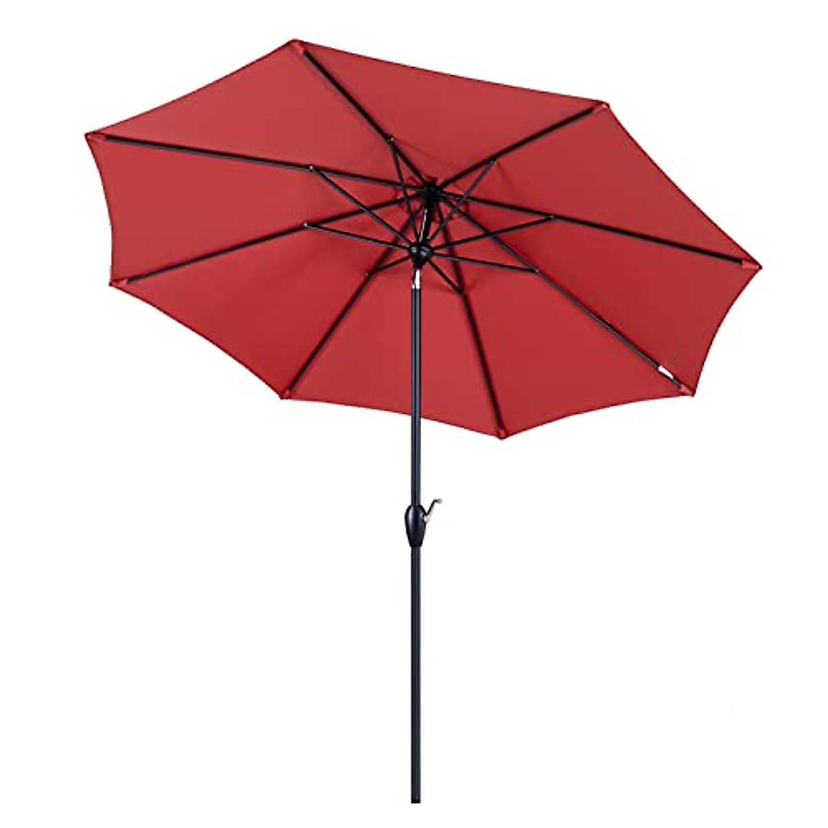 Tempera 9' Outdoor Market Patio Table Umbrella with Auto Tilt and Crank,Large Sun Umbrella with Sturdy Pole&Fade resistant canopy,Easy to set,Rust Red