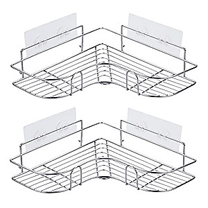 LAIGOO Adhesive Corner Shower Caddy Hanging, SUS304 Stainless Steel, No Rust Bathroom Shelves Wall Mounted Shower Shelf for Shower Organizer/Bathroom Organizer and Storage, 2 Pack
