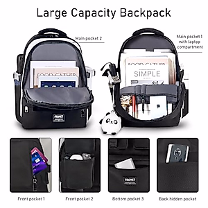 Backpack for Girls School Laptop Bag 15.6 Inch for Teenage, Women Daypack Black Large Middle High Elementary College Student Bookbag Grade 5 6 7 8 9 10 Ages 13 14 15 16 17 18 19 Mochilas Escolares