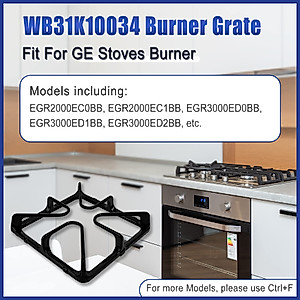 WB31K10034 Burner Grate Compatible with GE Gas Stove Range, 8.5 X 8.5 inches Grate Replacement Parts for General Electric Gas Stove Top Surface Grate Cast Iron Rack Set 4 Packs