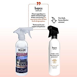 Bayes High-Performance Stainless Steel BBQ Exterior Cleaner and Protectant - Cleans, Shines and Protects Stainless Steel Barbecue Surfaces, Shields from Outdoor Elements - 16 oz
