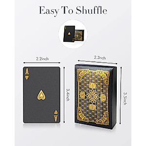 BIERDORF Diamond Waterproof Black Playing Cards, Poker Cards, HD, Deck of Cards (Gold Skull)