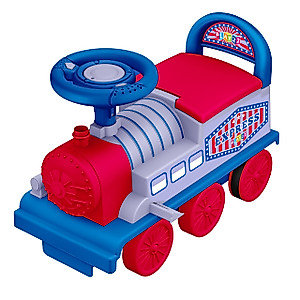 Play22 Electric Ride On Toy Train with Tracks - Ride On Train for Toddlers 1-3 Features Fun Flashing Lights and Music, Storage Seat, 16 Tracks - Playable Without Tracks - Riding Toys for Kids