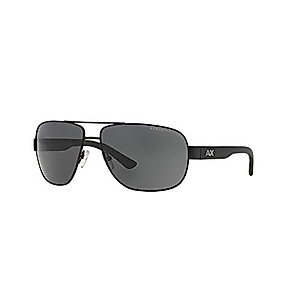 A|X ARMANI EXCHANGE Men's AX2012S Rectangular Sunglasses, Matte Black/Grey, 62 mm